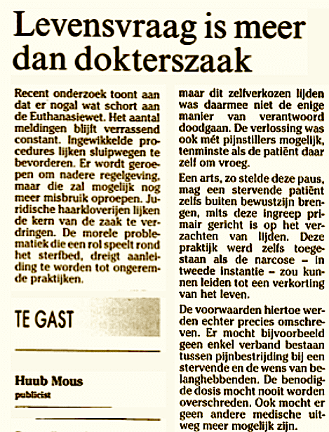 Verwarring rond de zachte dood – Huub Mous